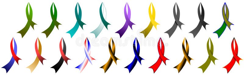 Set of Colorful Awareness Ribbons Isolated Stock Image - Illustration ...