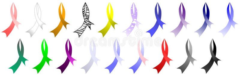 Set of Colorful Awareness Ribbons Isolated Stock Photo - Illustration ...