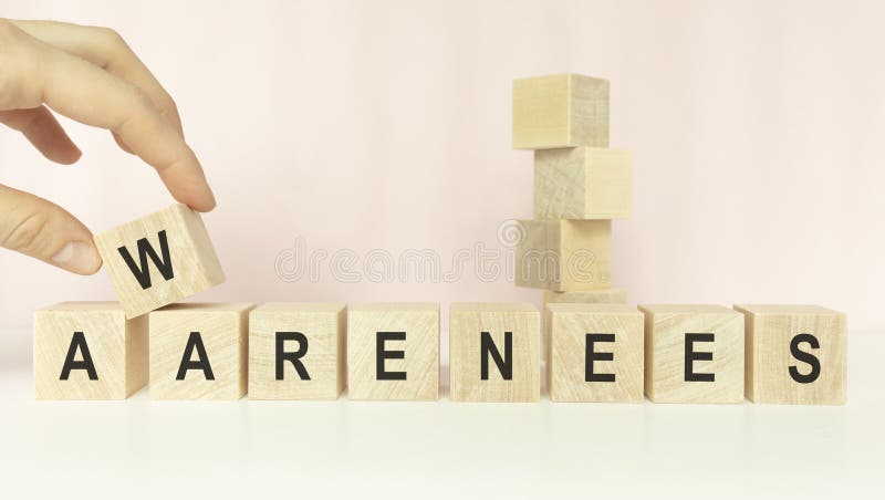 AWARENESS Word Made with Wooden Blocks Concept Stock Photo - Image of ...