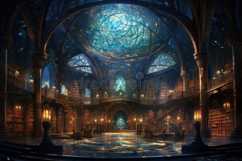 Ancient Celestial Libraries - Generative AI Stock Illustration ...
