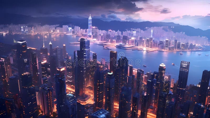 Awe-Inspiring Futuristic City at Dusk: Showcasing Advanced Technology ...