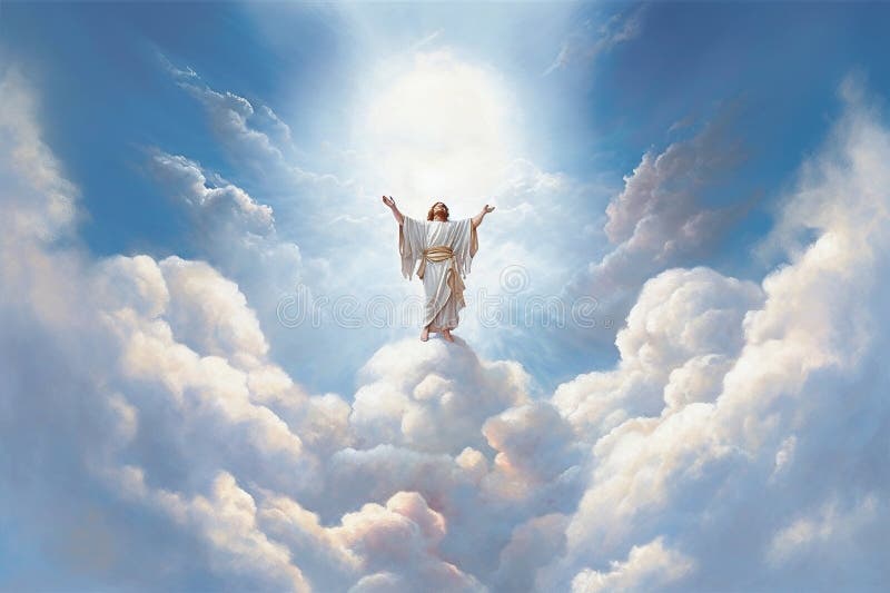 God in Heaven, Surrounded by Clouds and Rays of Light. the Artwork ...