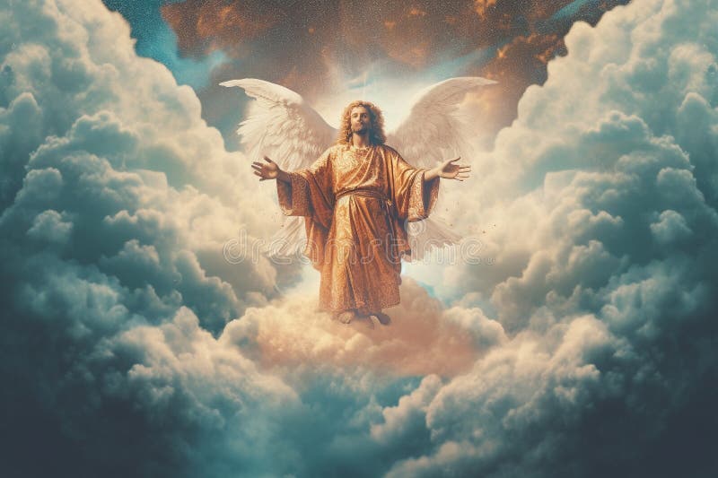 God in Heaven, Surrounded by Clouds and Rays of Light. the Artwork ...