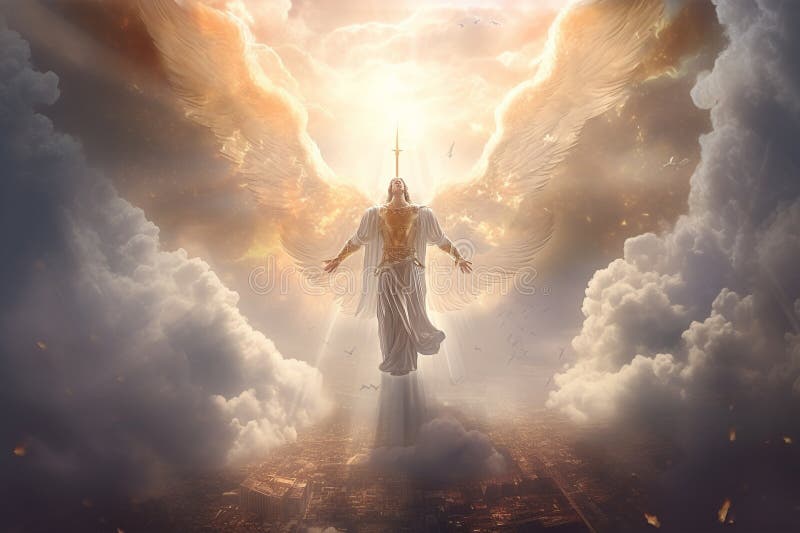 God in Heaven, Surrounded by Clouds and Rays of Light. the Artwork ...