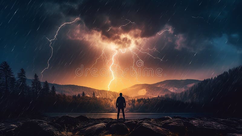 The Dynamic and Luminous Nature of a Lightning Bolt. Generative AI ...