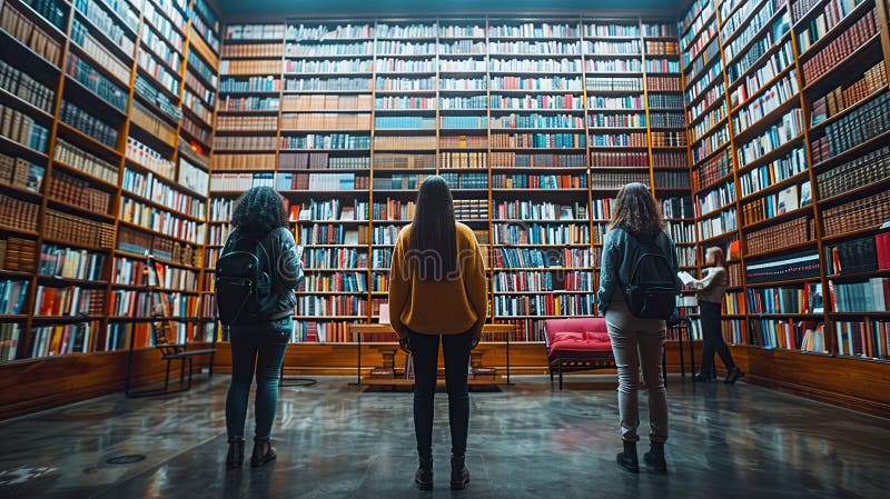 Awe-Inspiring Library stock illustration. Illustration of shelves ...
