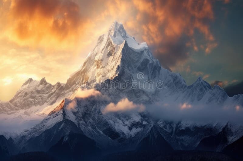 Awe-inspiring Panoramic Shot of a Snow-capped Mountain Peak, Piercing ... Awe-inspiring Panoramic Shot of a Snow-capped Mountain Peak, Piercing ...