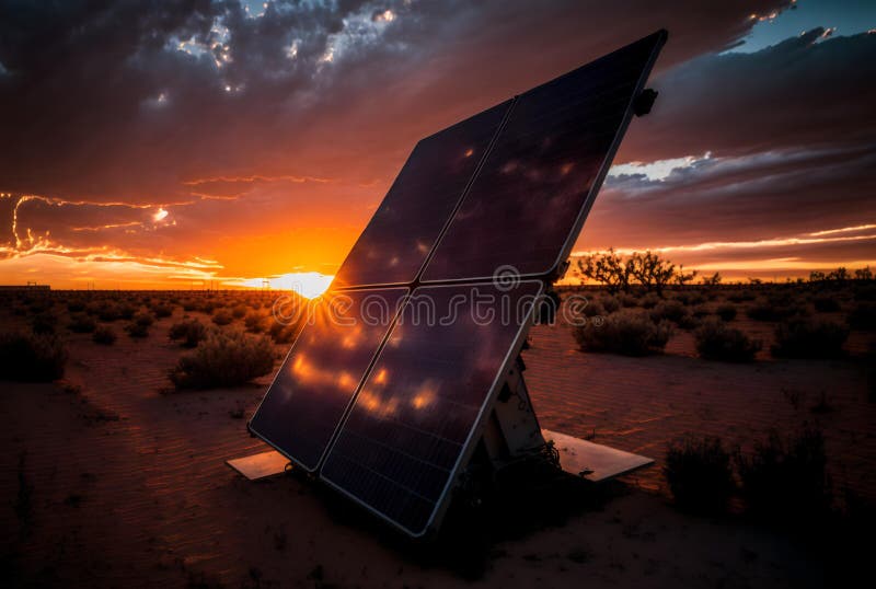 Solar Panel Array in the Early Morning, with the Sun Rising in the ...