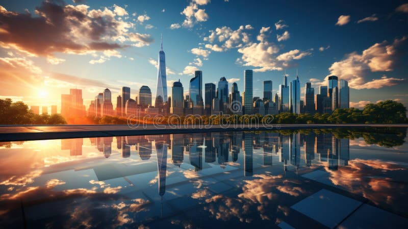 Awe-inspiring Skyscraper: Touching Clouds. Created with Generative AI Stock Illustration ...