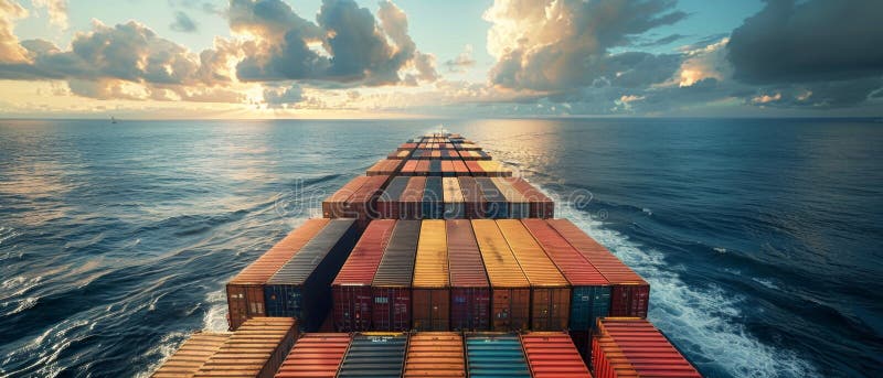 Awe-inspiring View of Cargo and Ocean from Container Ship Deck Stock ...