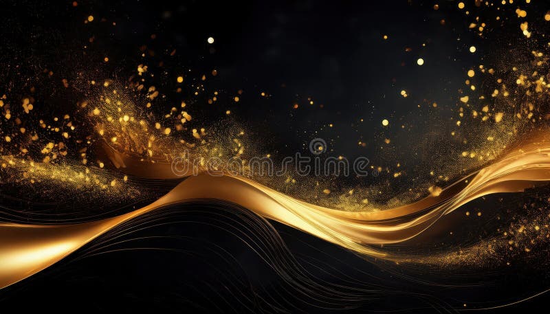Aweinspiring Black Backdrop Illuminated with Radiant Gold Particles ...