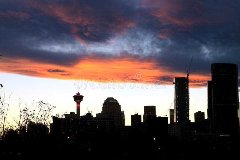 Awesome Calgary Sunset editorial photo. Image of skyscrapers - 105556821