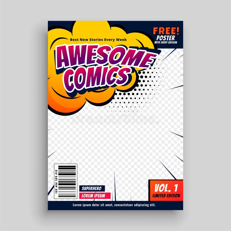 Comic Book Cover. Vintage Comics Magazine Layout Stock Vector ...
