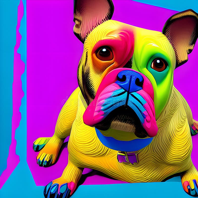 Awesome Computer Artwork Collage of a Colorful Pop Art Dog Portrait ...