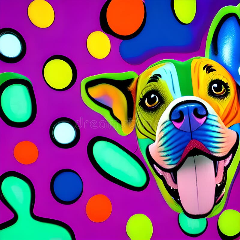Awesome Computer Artwork Collage of a Colorful Pop Art Dog Portrait ...