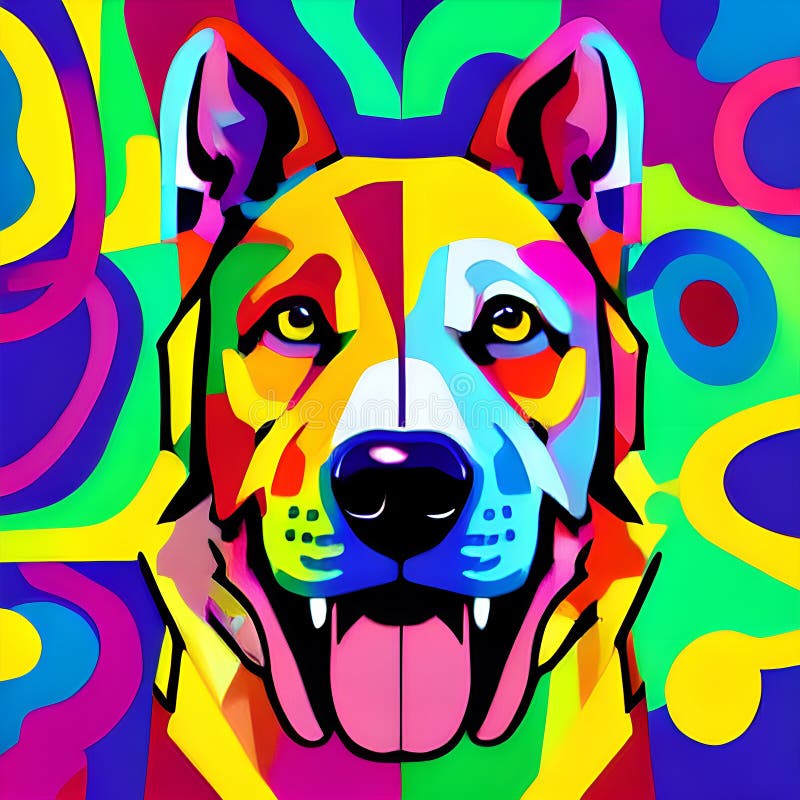 Awesome Computer Artwork Collage of a Colorful Pop Art Dog Portrait ...