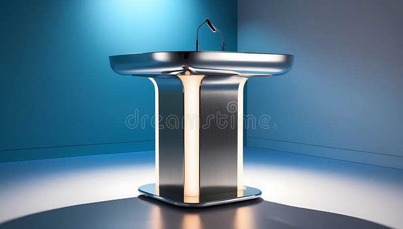 3D Podium with a Sleek, Metallic Surfaces and Ambient Lighting Gradient ...