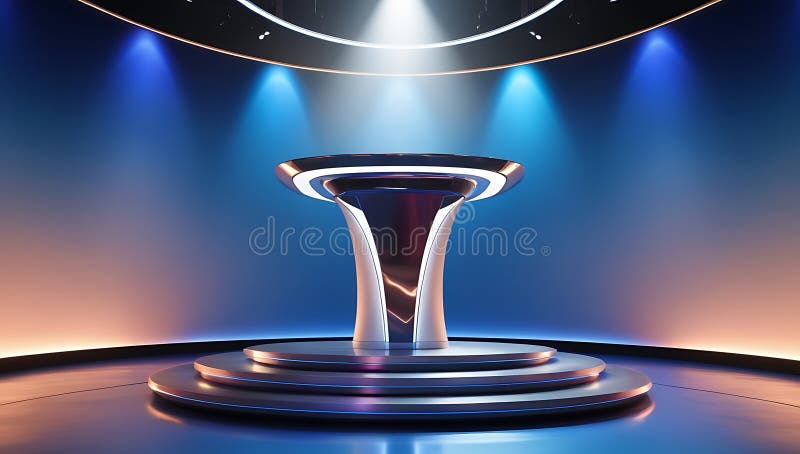 3D Podium with a Sleek, Metallic Surfaces and Ambient Lighting Gradient ...