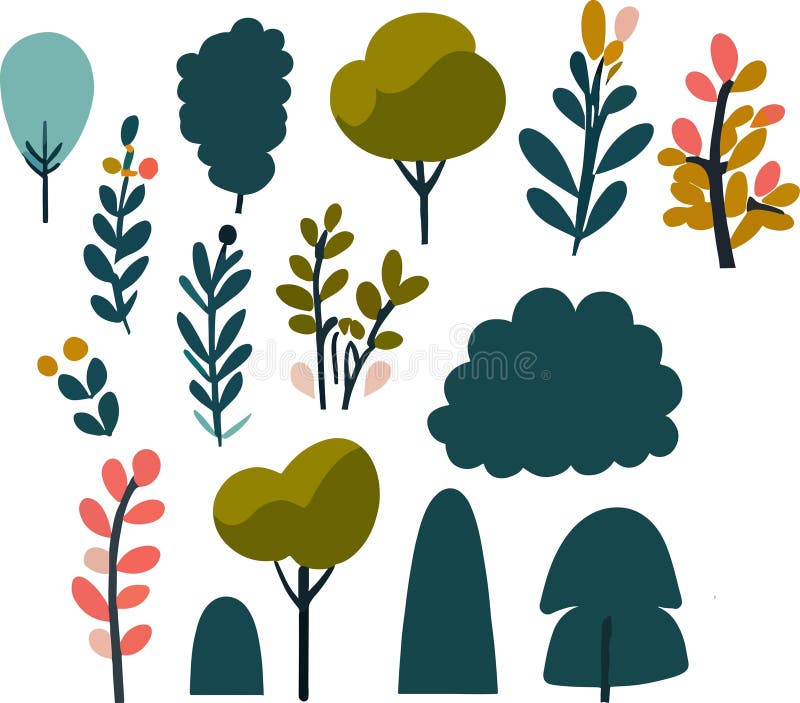 Awesome Flat Shrub Forest Frame Floral Vector Stock Vector ...