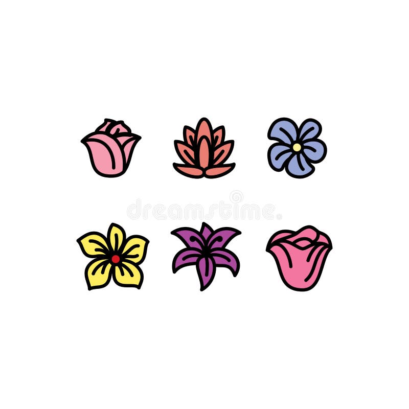 Flower vector icon set stock vector. Illustration of collection - 111569297