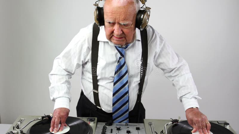 Awesome grandpa DJ stock footage. Video of elderly, idea - 35036904