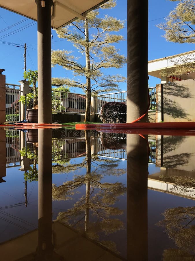 Awesome House View with Water Reflection Stock Photo - Image of ...