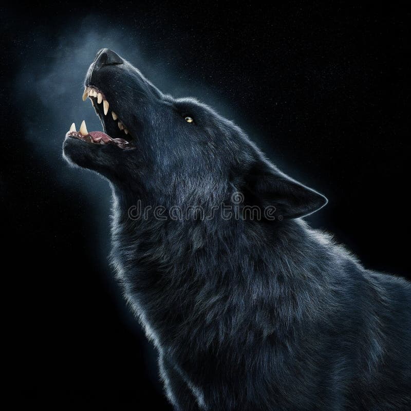 Dark black Wolf stock illustration. Illustration of canine - 324770268