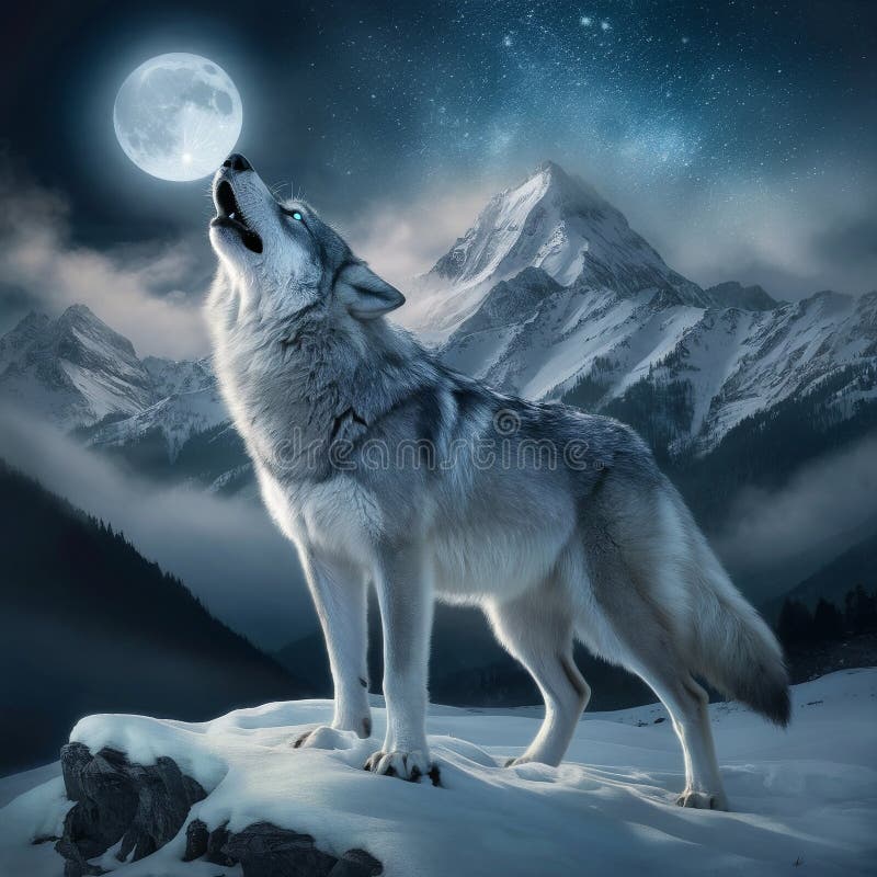 Ice mountain Wolf stock illustration. Illustration of mythology - 324770179
