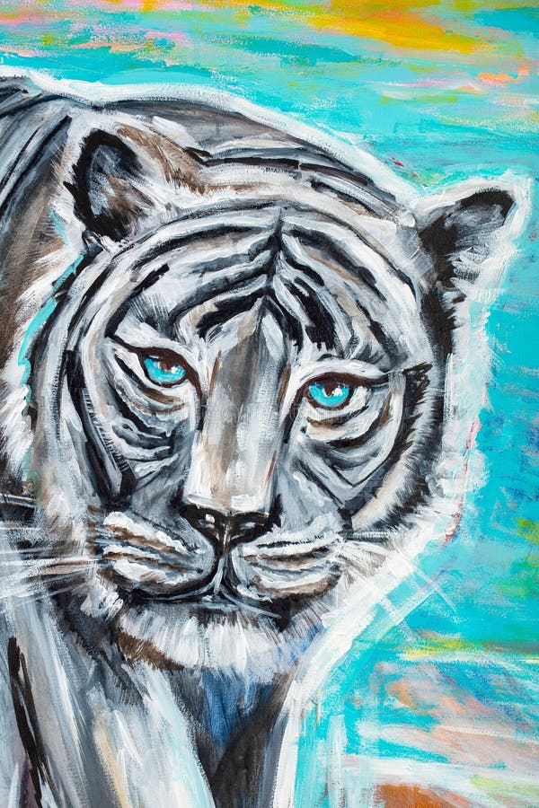 Awesome Image of Tiger, Painting Creative Work. Stock Image - Image of ...