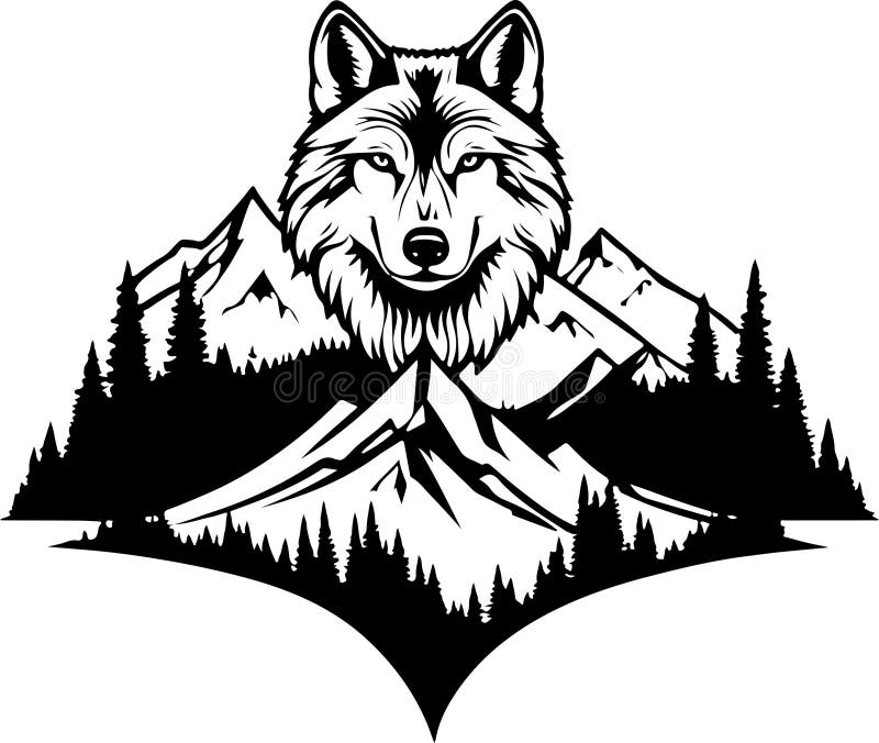 Awesome Lovely Wolf Mountain Emblem Vector Art Stock Image - Image of ...