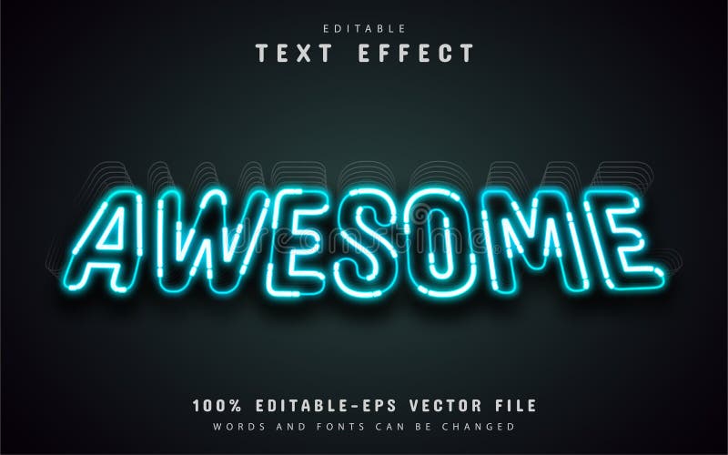 Awesome Neon Style Text Effect Stock Vector - Illustration of colorful ...