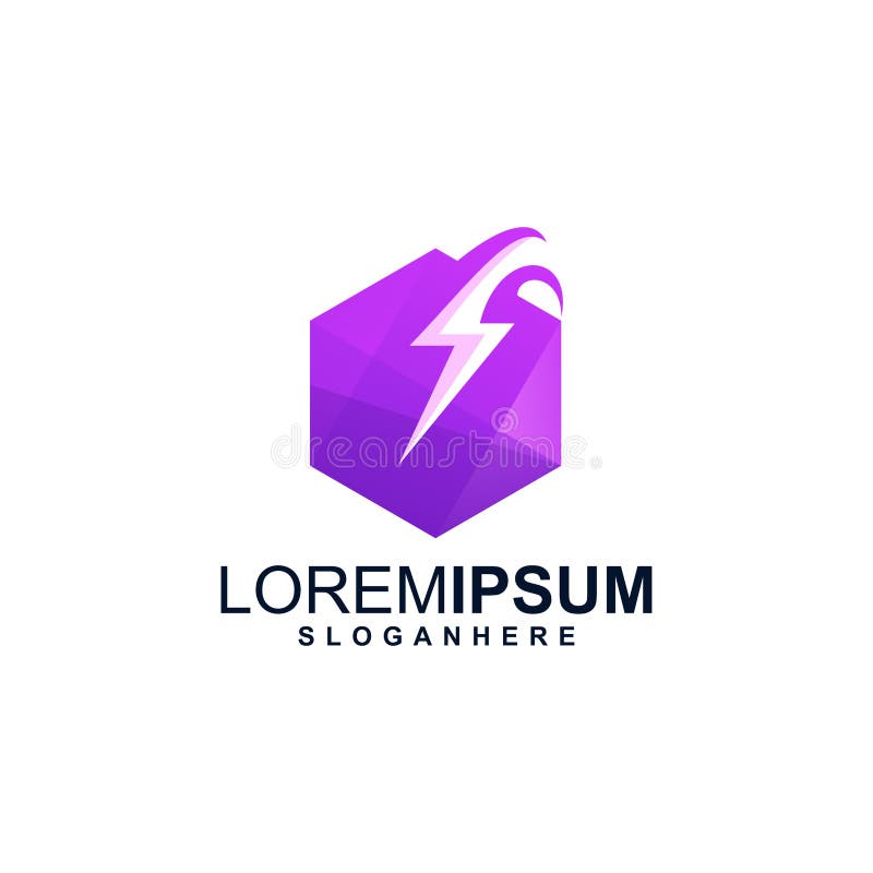 Awesome Polygon with Thunderbolt Logo Design Stock Illustration ...