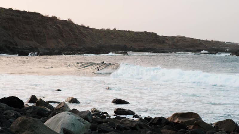 Awesome Power Ocean Waves Breaking Over Dangerous Rocks Stock Footage ...