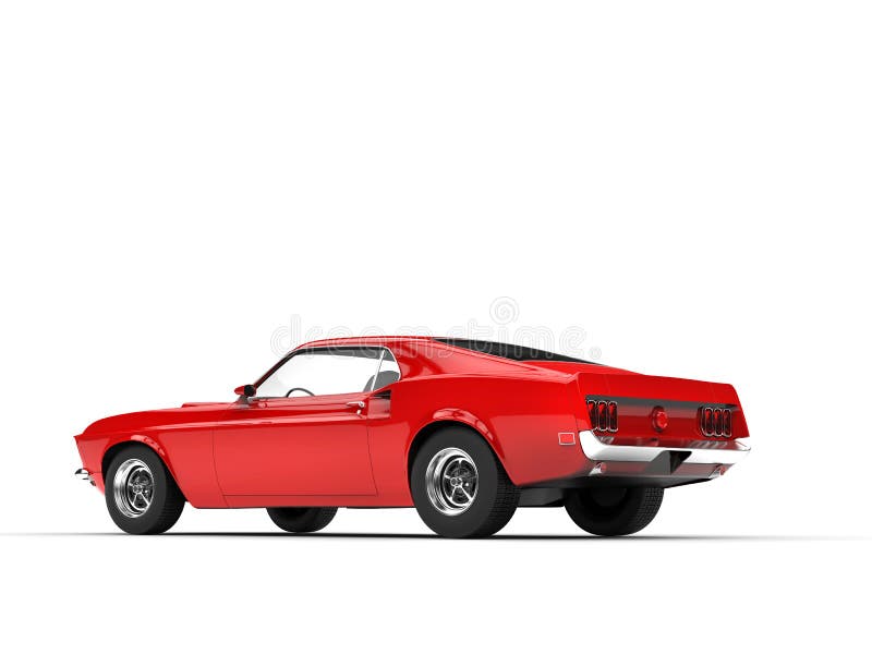 Awesome Red Muscle Car - Rear View Stock Illustration - Illustration of ...