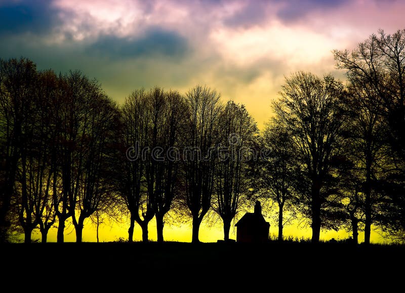 Awesome Skyscape Over Landscape Stock Photo - Image of forest ...