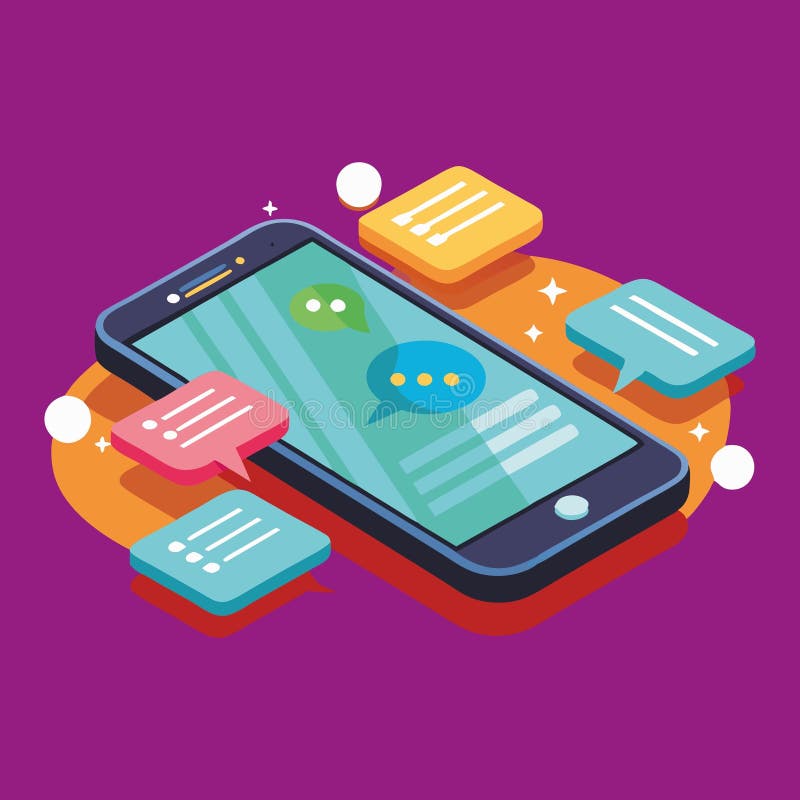 Awesome Smartphone , Chatting Sms App Template Bubbles. Stock Vector ...