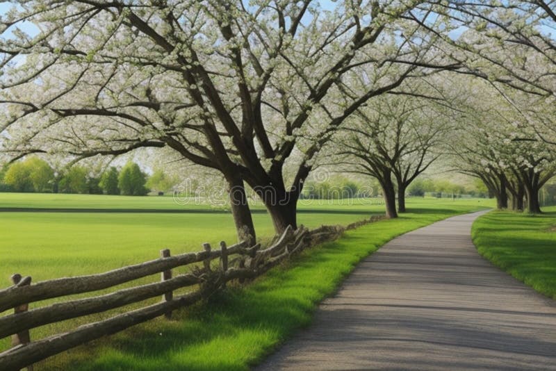 Awesome Spring Nature. Beautiful Landscape. Green Grass and Trees Stock ...