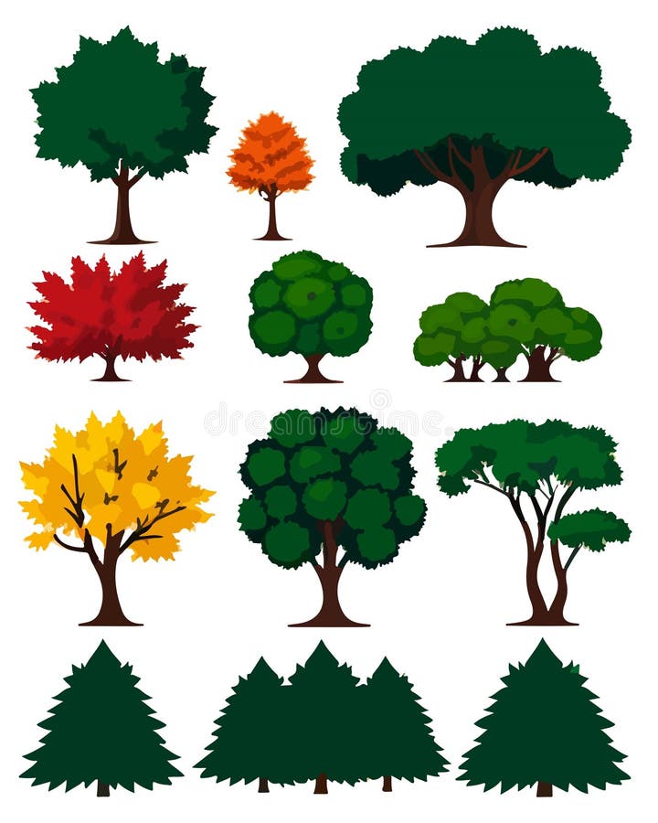 Awesome Trees Bushes Shrubs Seasesonal Vector Art Stock Vector ...
