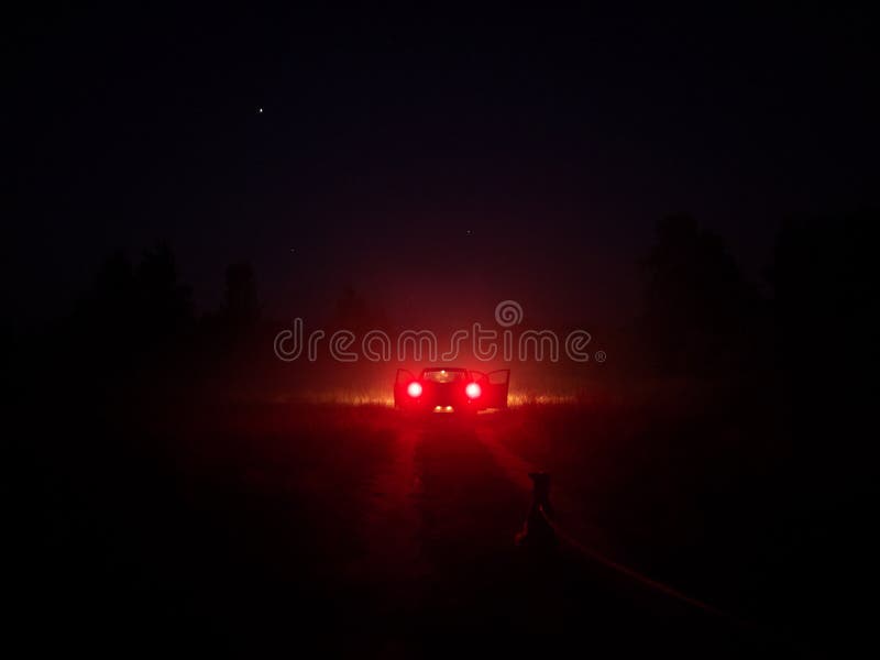 Awesome View of Car Lights in the Dark Stock Photo - Image of poster ...
