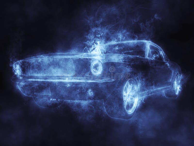 Awesome Vintage Muscle Car - Blue Smoke Stock Illustration ...