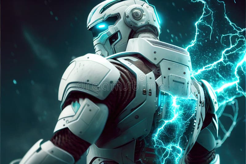 Awesome White Cosmonaut Robot, Moving, Cosmos Background. Ai Generative ...