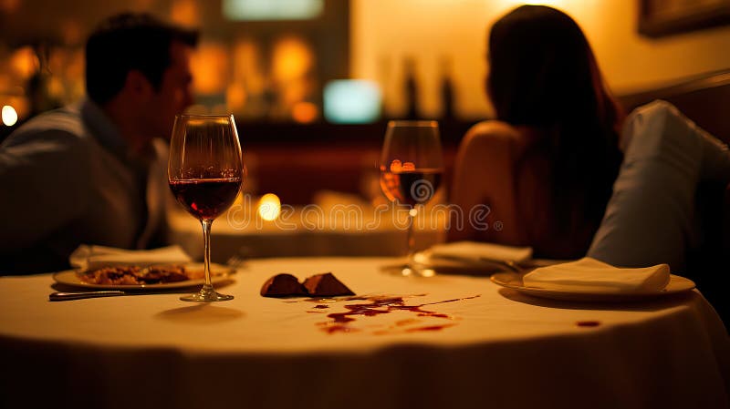 Awkward Failed Date Night with Spilled Wine at a Restaurant Stock Photo ...