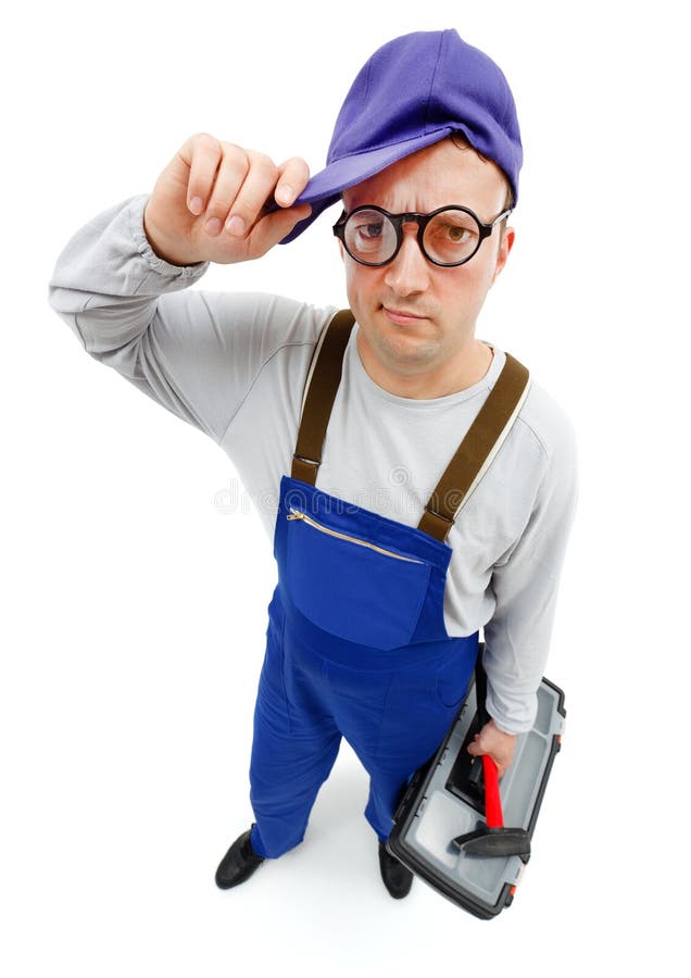 Awkward repairman stock photo. Image of tool, clumsy - 16734428
