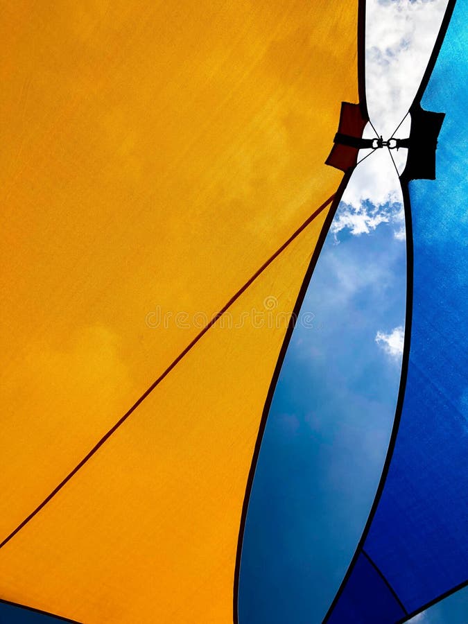 Awning in the Midday Sun Against the Sky. Stock Photo - Image of colors ...