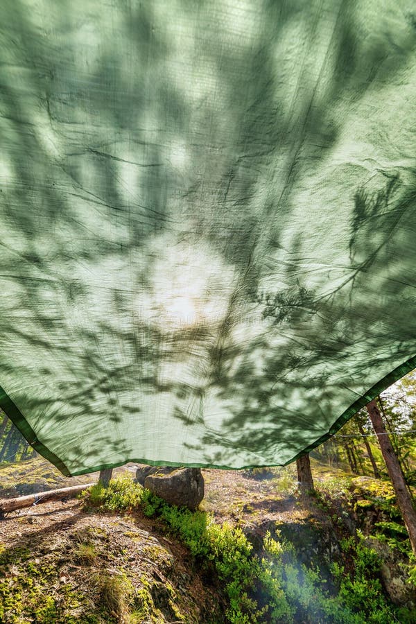 Awning over the camp stock photo. Image of green, forest - 134653596