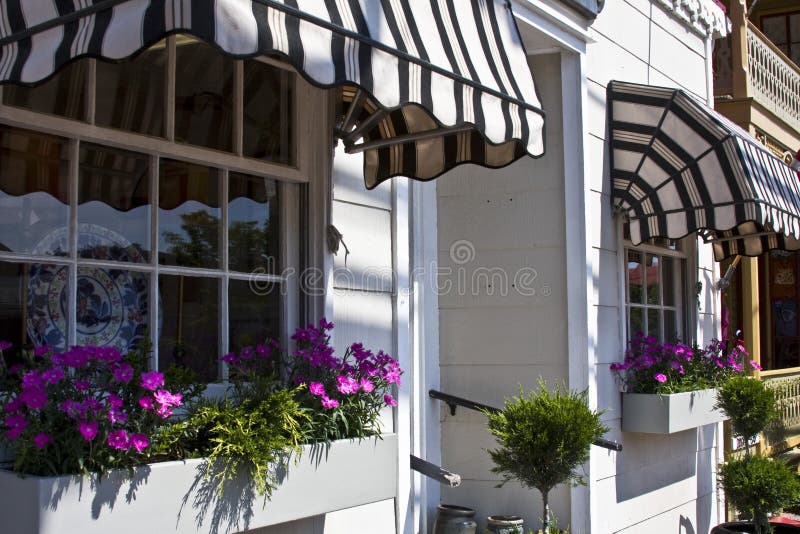 Quaint Store Front stock photo. Image of awnings, white - 9314536