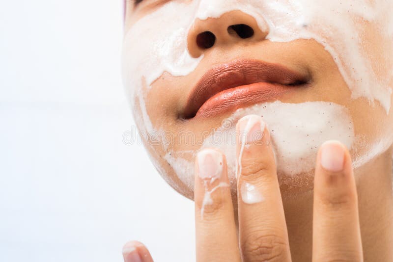 Awoman is marking a face. stock image. Image of marking - 119031761