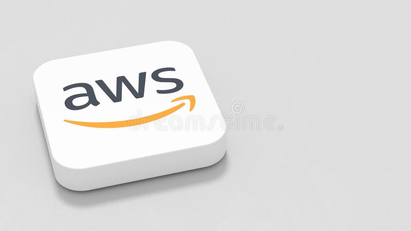 AWS, Amazon Web Services App Icon on Gray Background with Copy Space ...