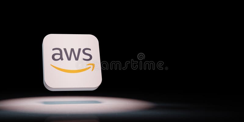 AWS, Amazon Web Services App Icon Spotlighted on Black Background ...