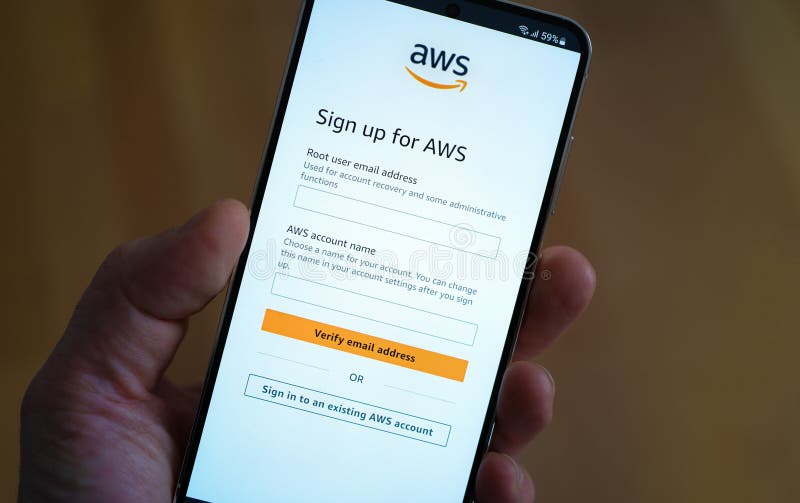 AWS - Amazon Web Services Displayed on Smartphone Editorial Stock Image ...